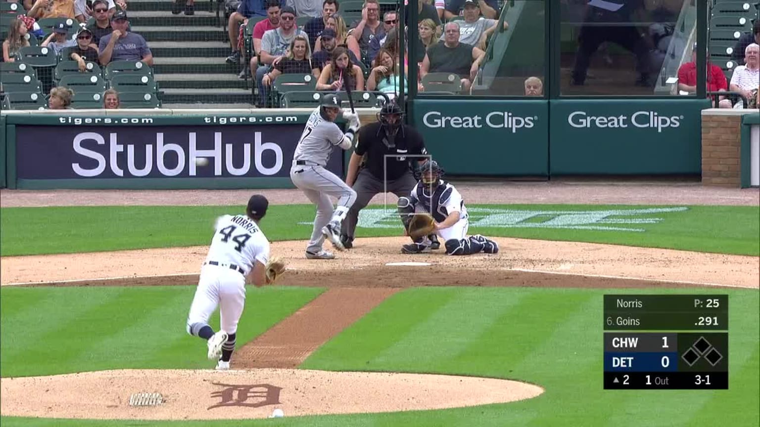 Ryan Goins triples (1) on a sharp fly ball to right fielder Travis ...