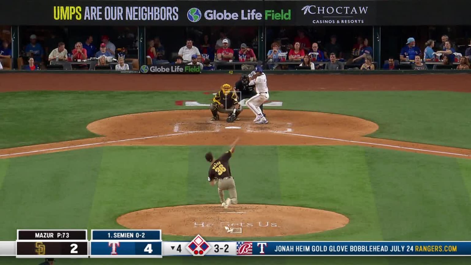 Marcus Semien Flies Out To Second Baseman Jake Cronenworth 07 03