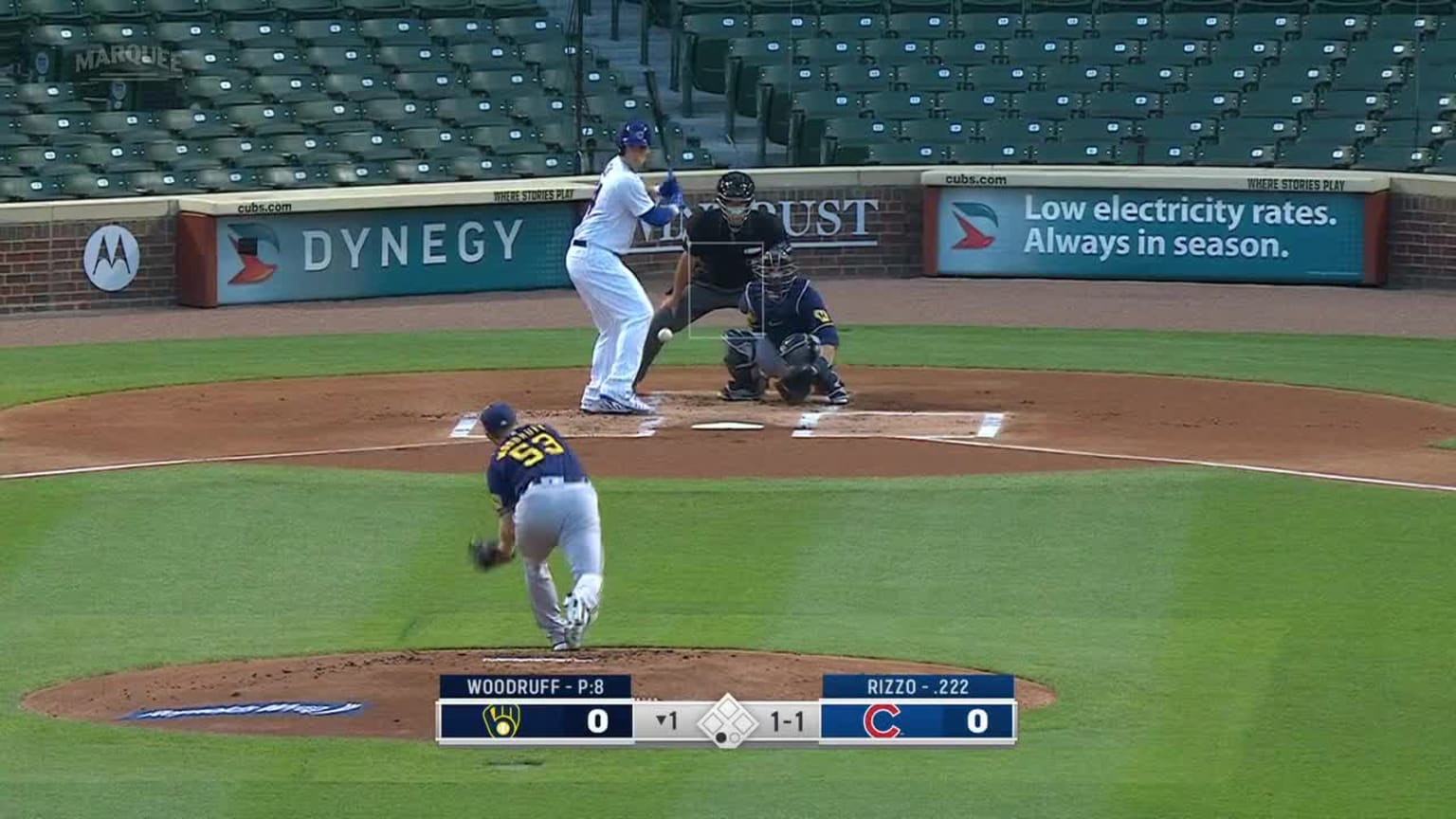 Brandon Woodruff Called Strike to Anthony Rizzo | 08/14/2020 ...