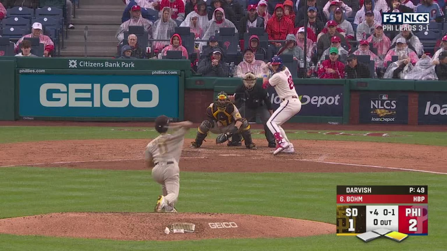 Alec Bohm lines out to right fielder Juan Soto. | 10/23/2022 | San ...