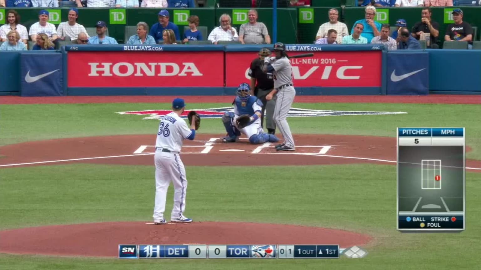 Cameron Maybin grounds out, third baseman Josh Donaldson to first ...