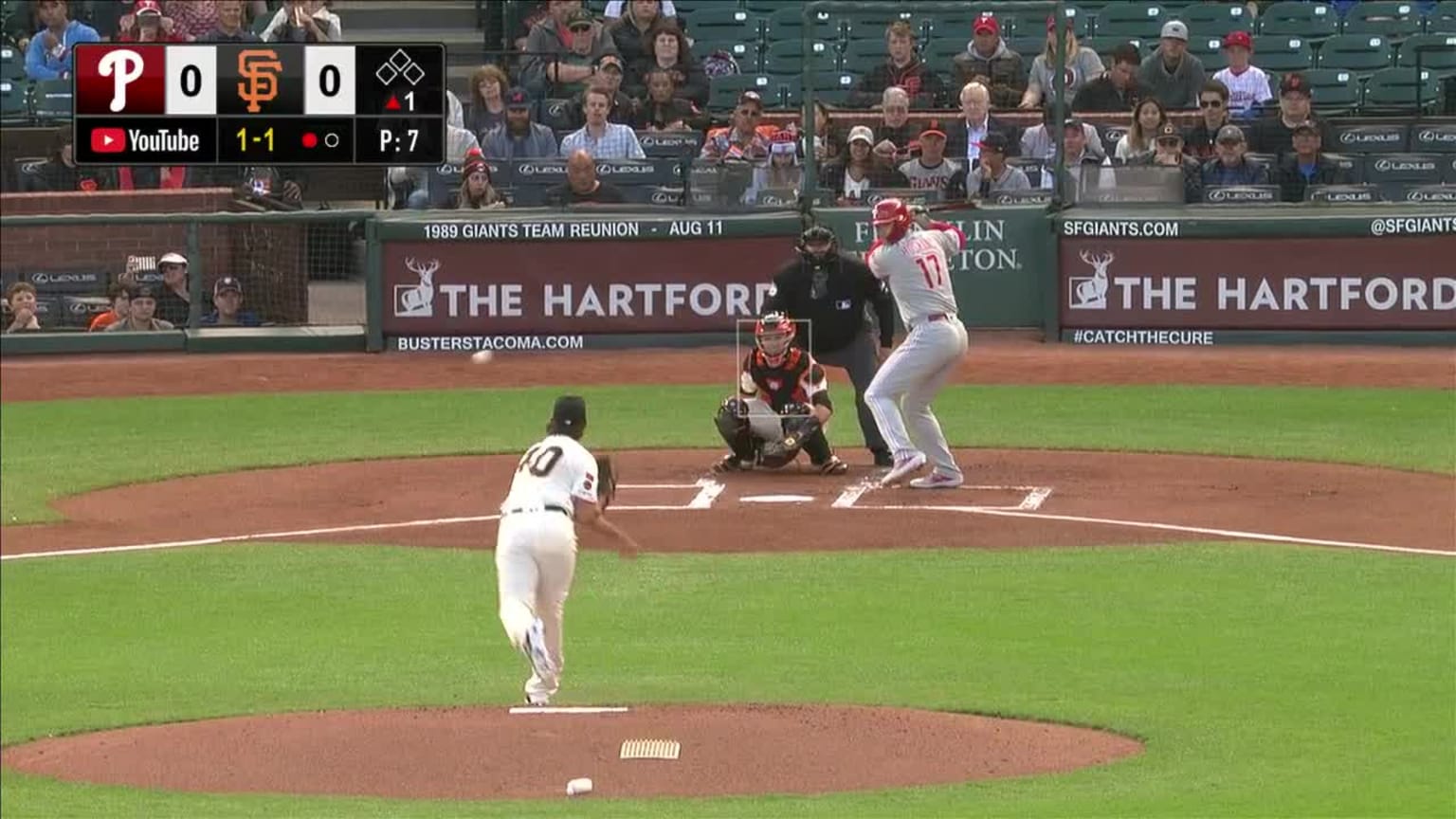 Rhys Hoskins flies out to center fielder Kevin Pillar. | 08/08/2019 ...