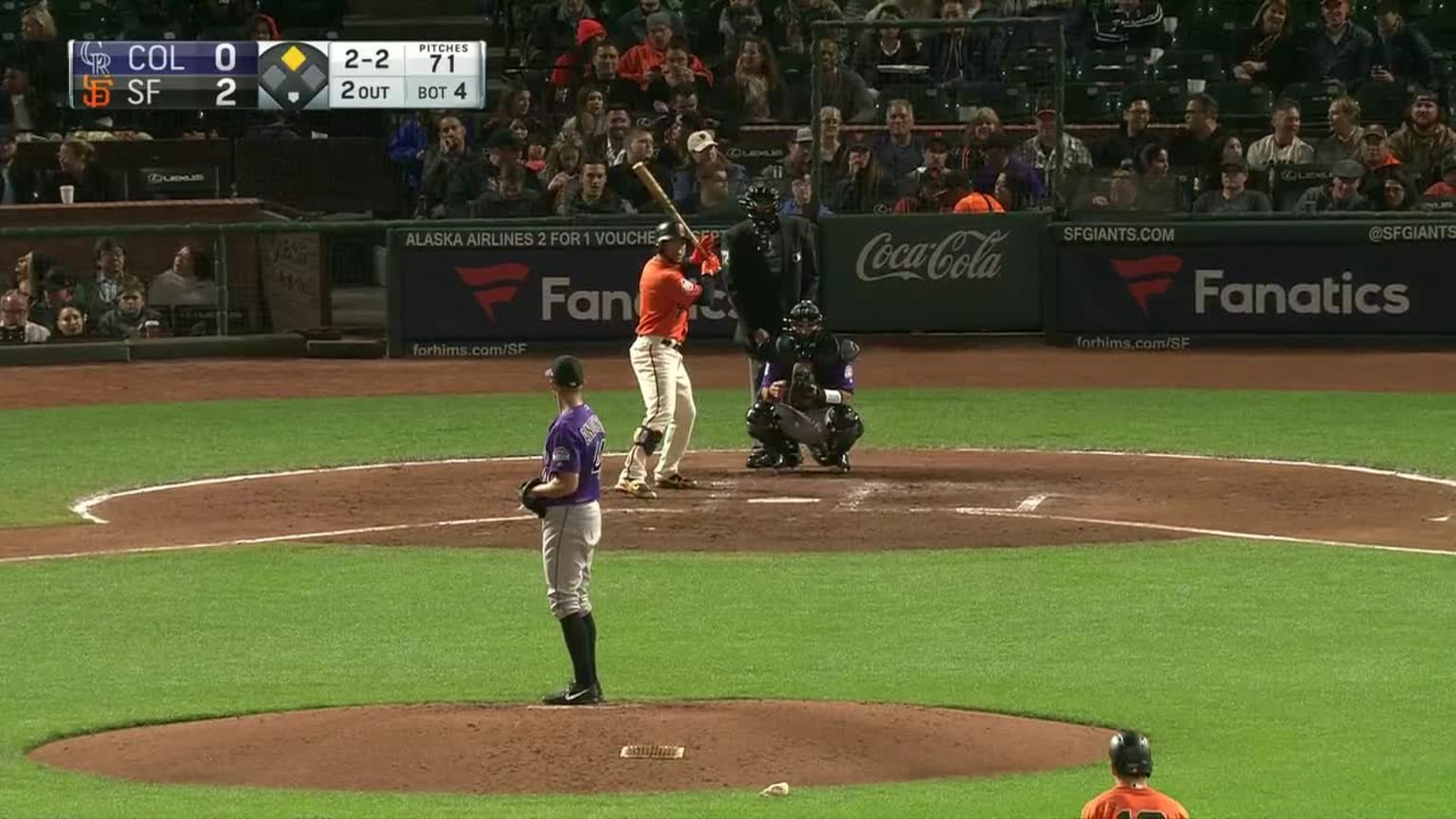 Gregor Blanco pops out to third baseman Nolan Arenado in foul territory ...