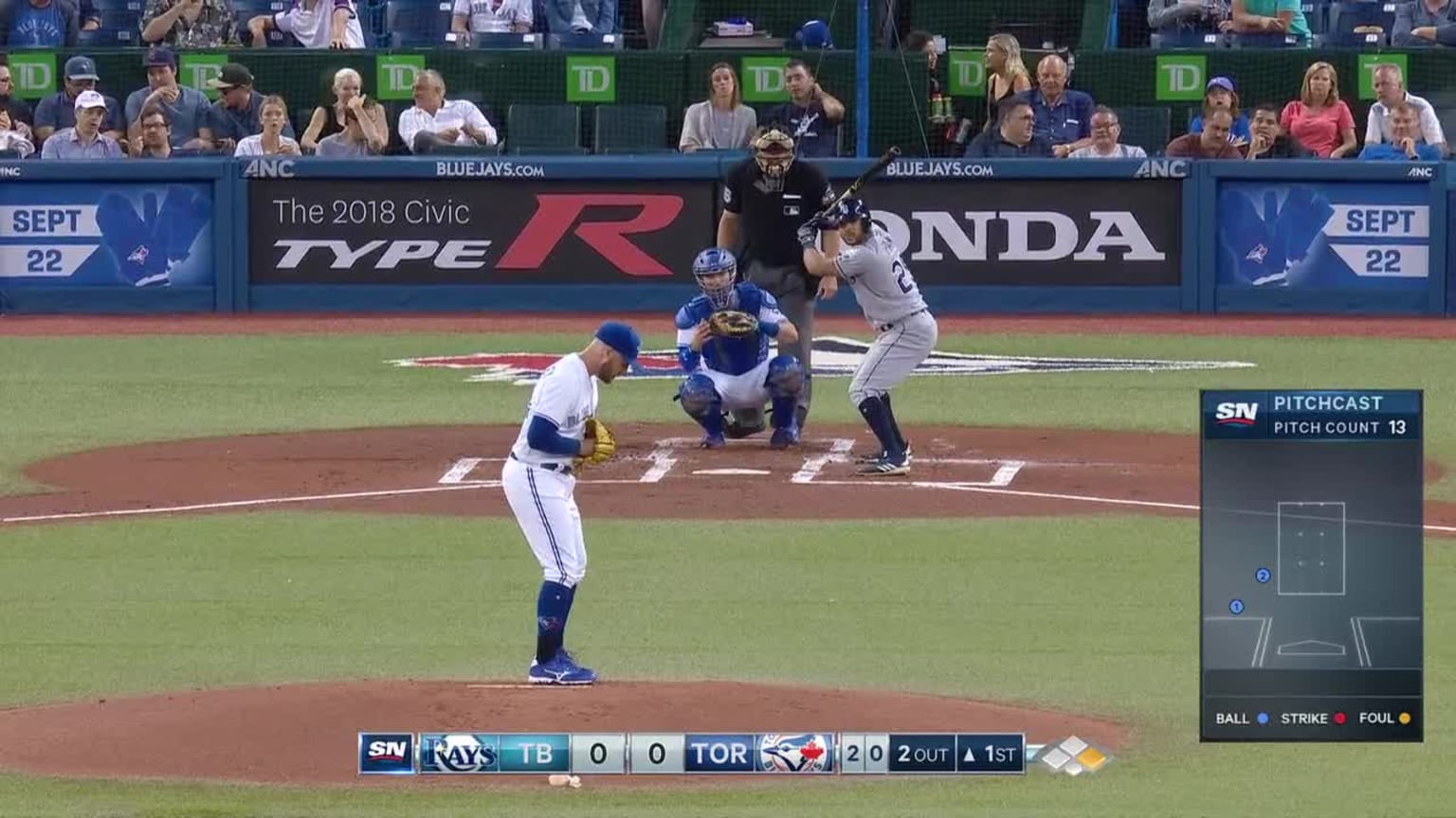 Sean Reid-Foley Called Strike to Tommy Pham | 09/21/2018 | Seattle Mariners