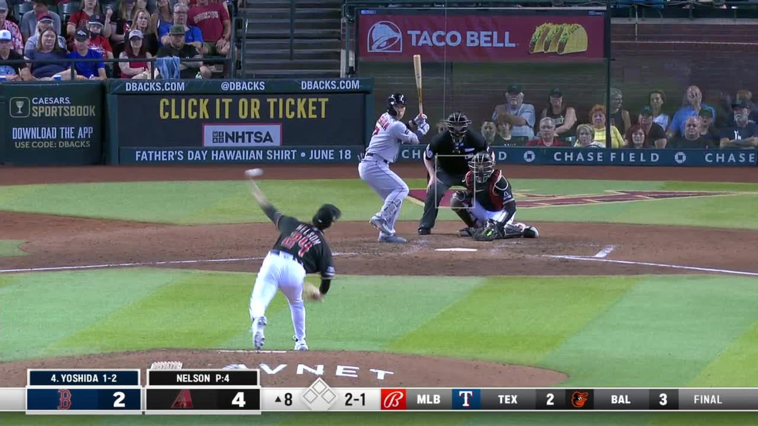Masataka Yoshida singles on a ground ball to shortstop Geraldo Perdomo ...