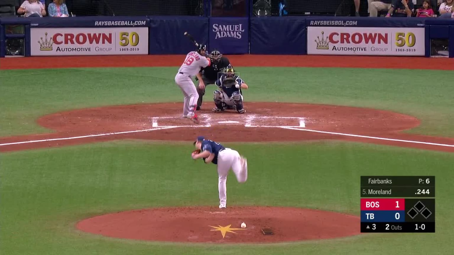 Mitch Moreland doubles (16) on a line drive to center fielder Kevin ...