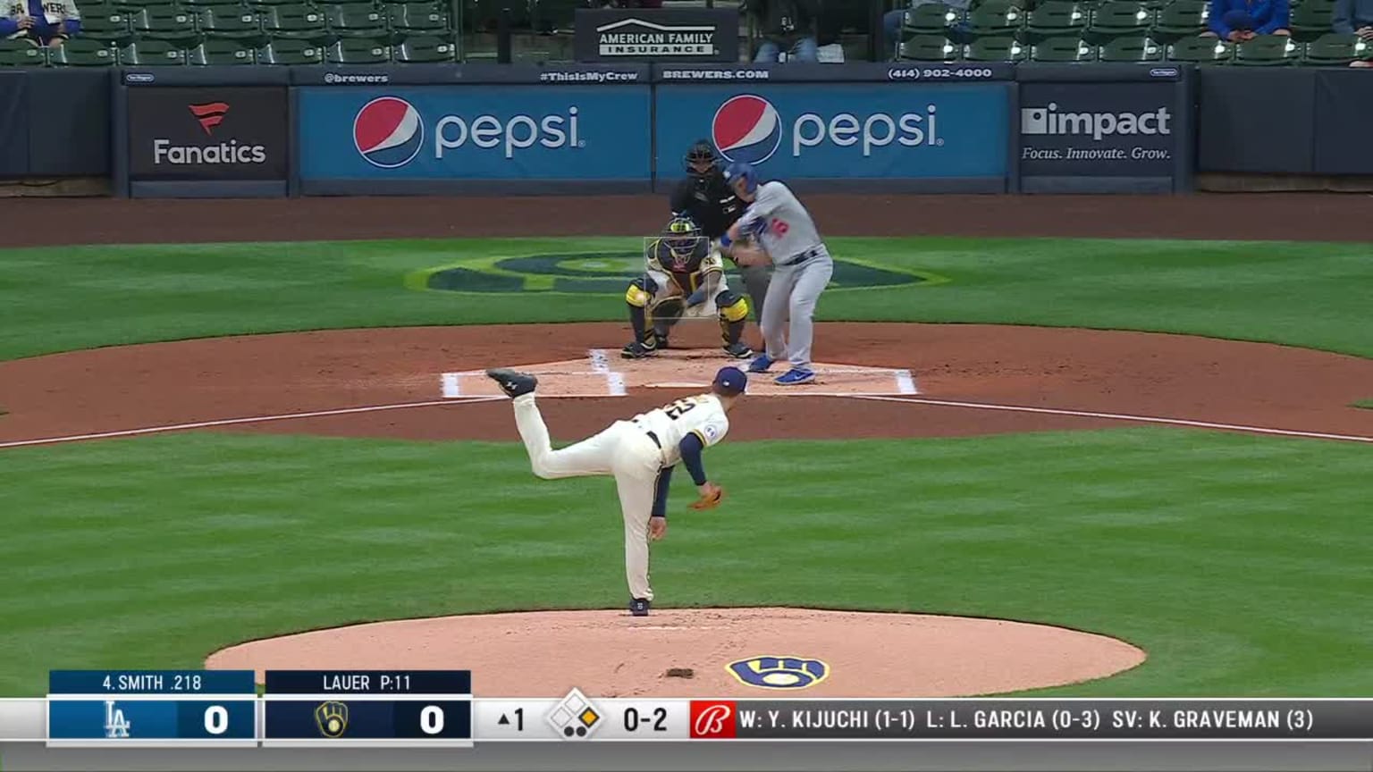 Will Smith grounds out, shortstop Luis Urias to first baseman Daniel ...