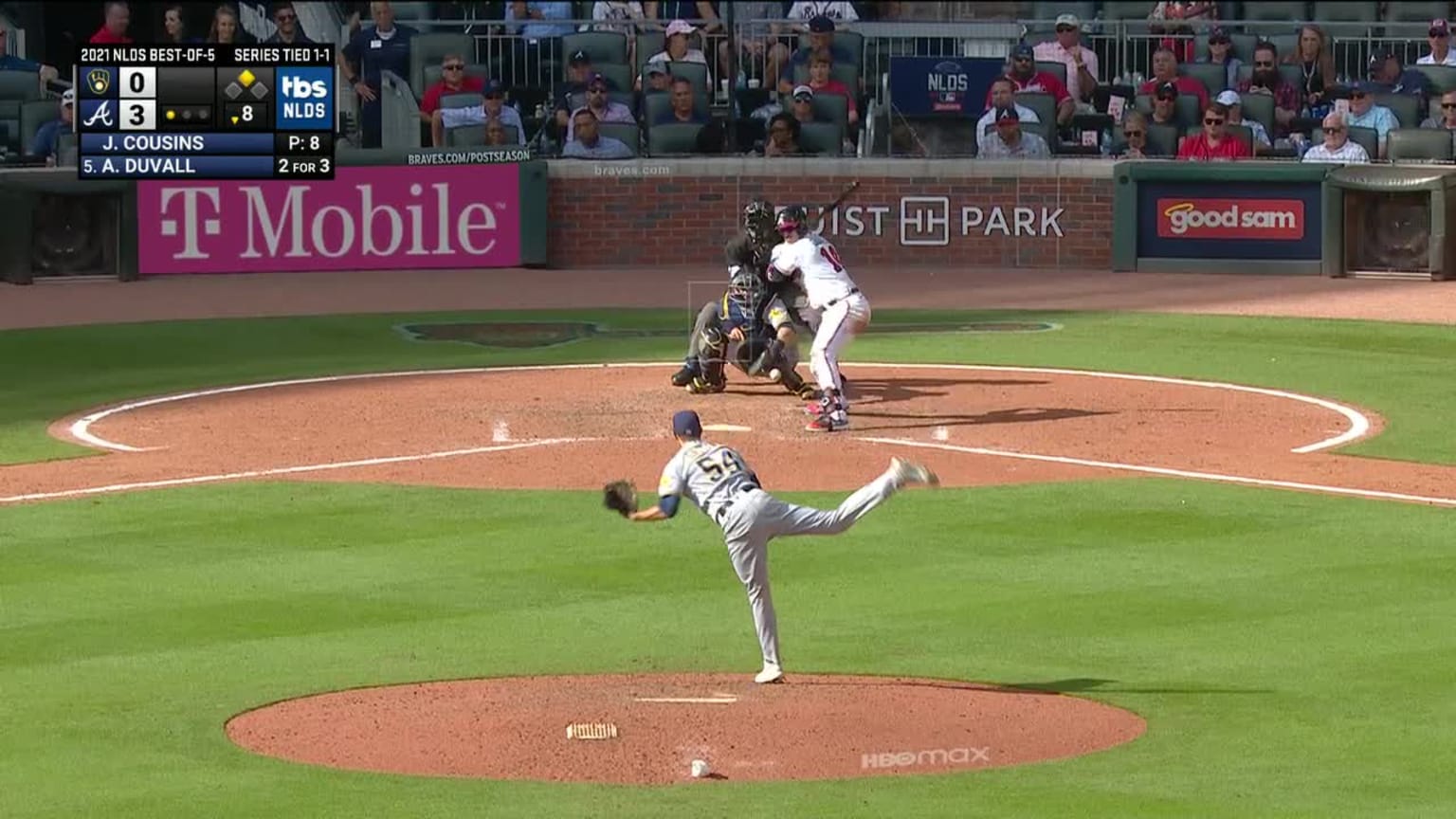 Jake Cousins Ball to Adam Duvall | 10/11/2021 | MLB.com