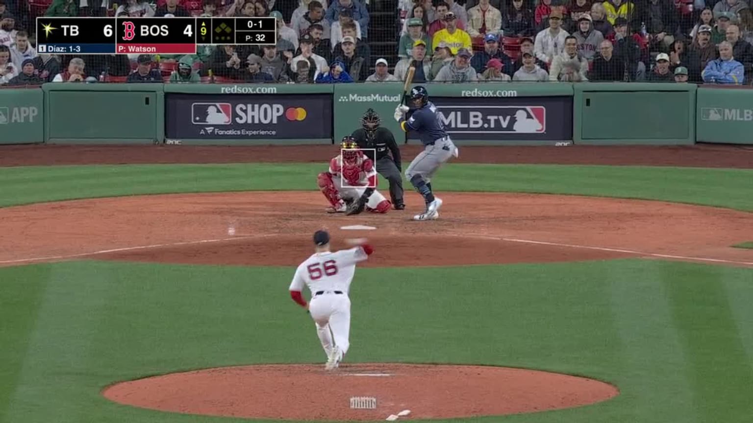 Yandy Díaz hits a ground-rule double (4) on a line drive to right field ...