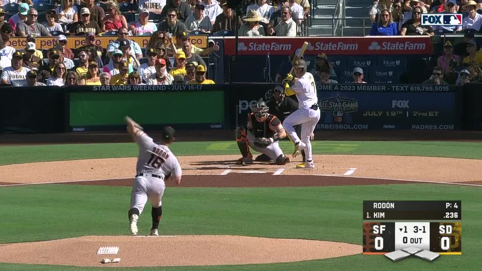 Carlos Rodon Foul to Ha-Seong Kim | 09/07/2022 | Los Padres de San Diego