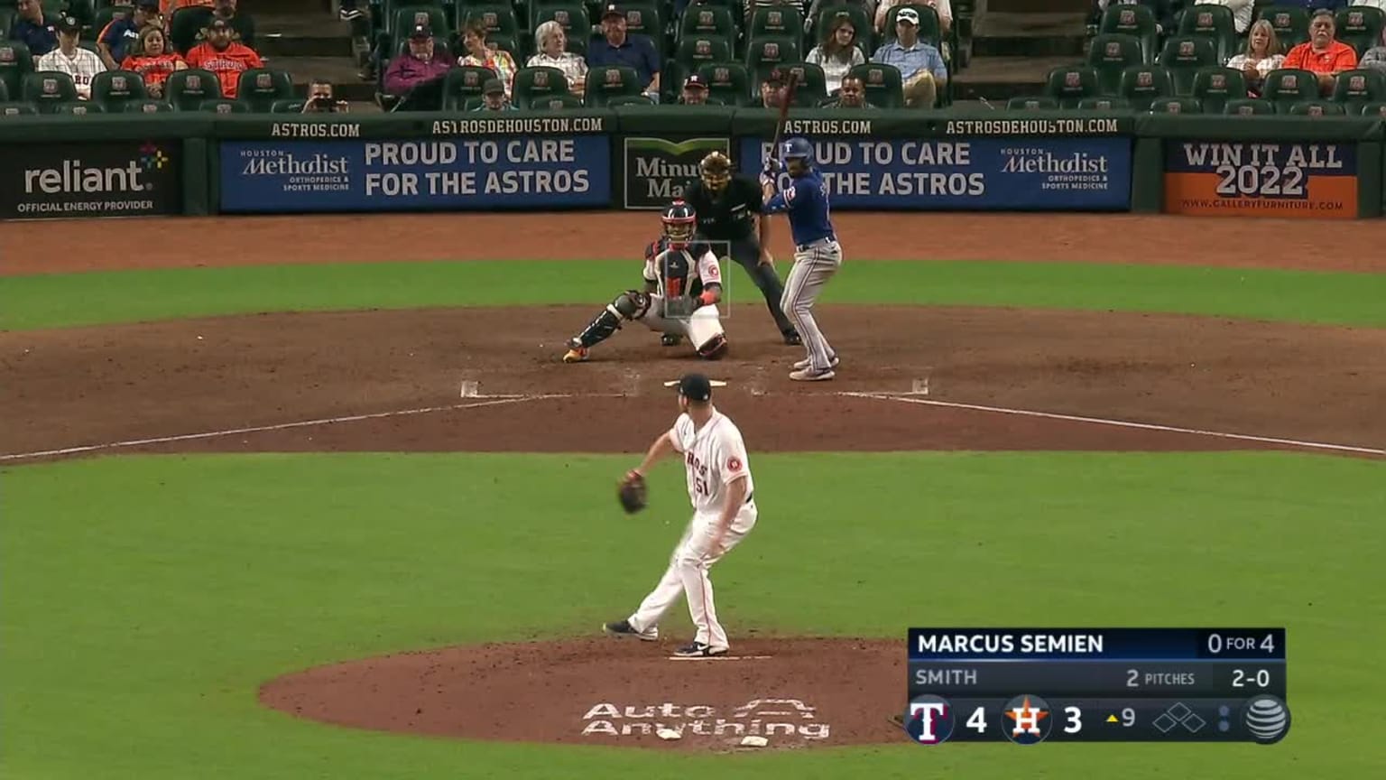 Marcus Semien doubles (24) on a fly ball to left fielder Yordan Alvarez ...