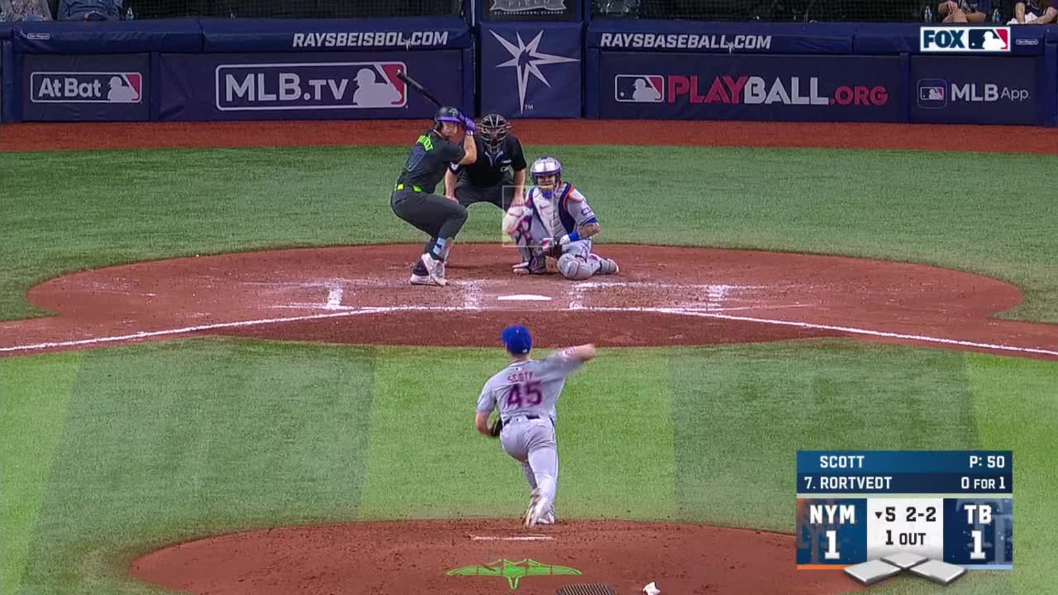 Ben Rortvedt singles on a ground ball to right fielder Starling Marte ...