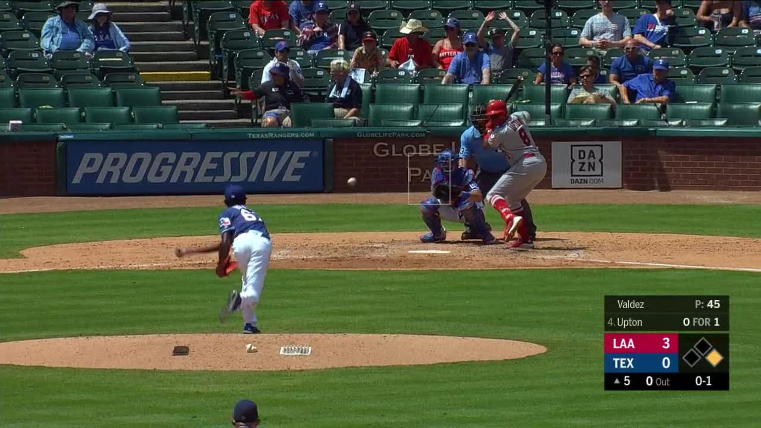 Justin Upton flies out to right fielder Hunter Pence. | 08/20/2019 ...