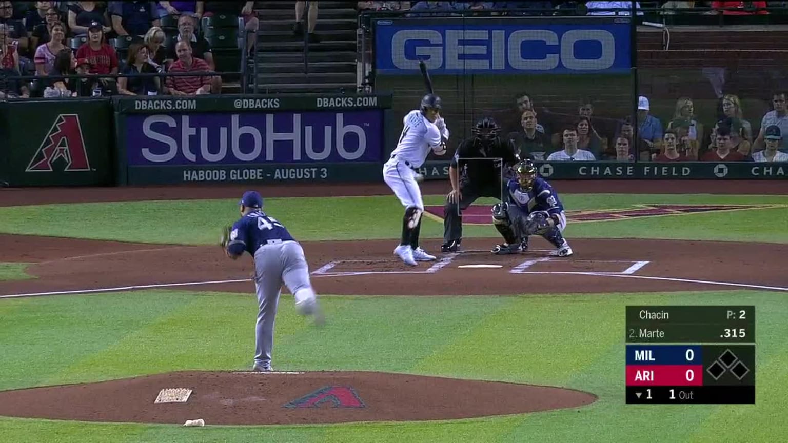 Jhoulys Chacin Called Strike to Ketel Marte | 07/19/2019 | Chicago ...
