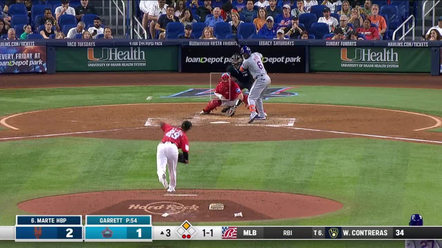 Starling Marte grounds out, third baseman Jake Burger to first baseman ...