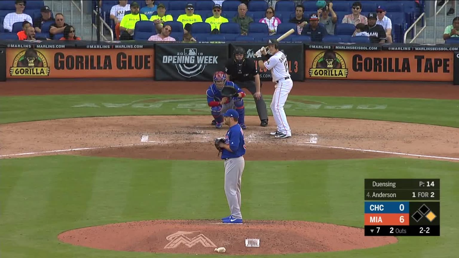 Brian Anderson strikes out swinging. | 04/01/2018 | Tampa Bay Rays