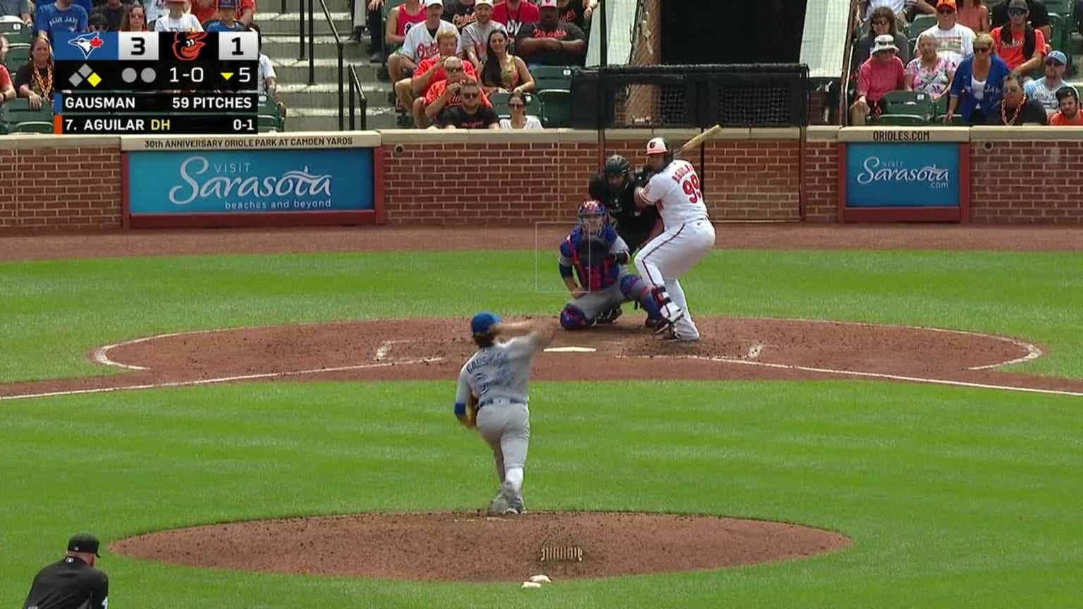 Jesus Aguilar singles on a line drive to center fielder George Springer ...