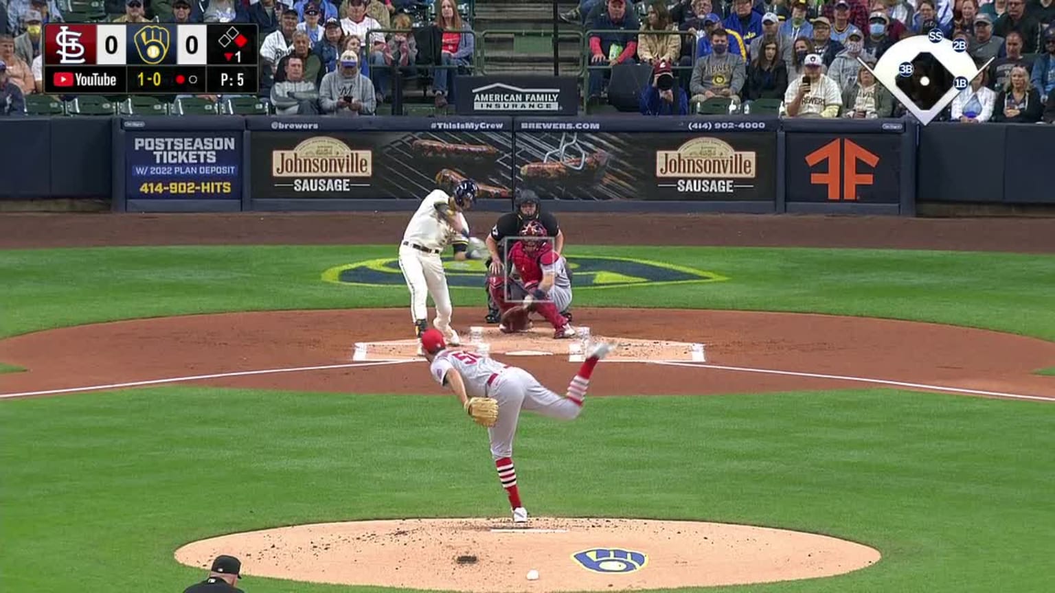 Adam Wainwright Swinging Strike (Blocked) to Christian Yelich | 09/23 ...