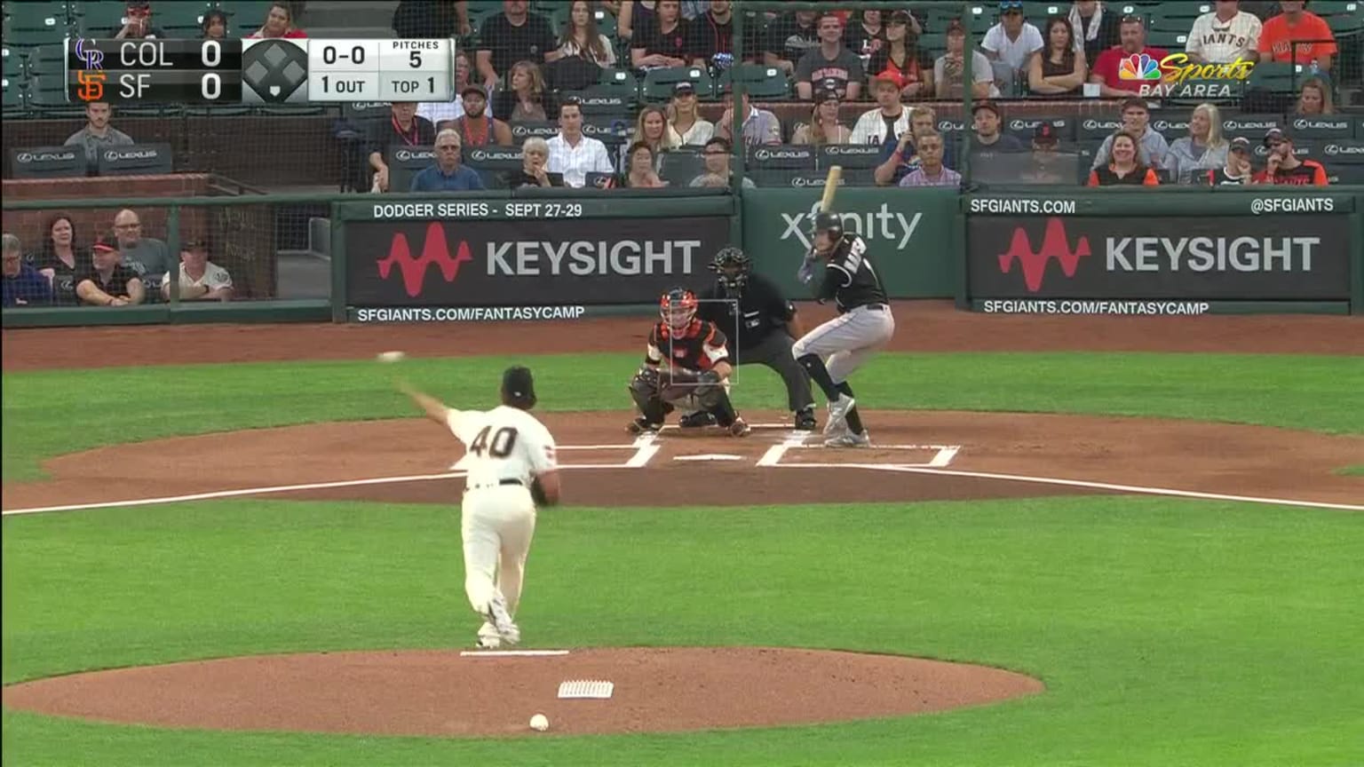 Madison Bumgarner Ball to Garrett Hampson | 09/24/2019 | Chicago Cubs