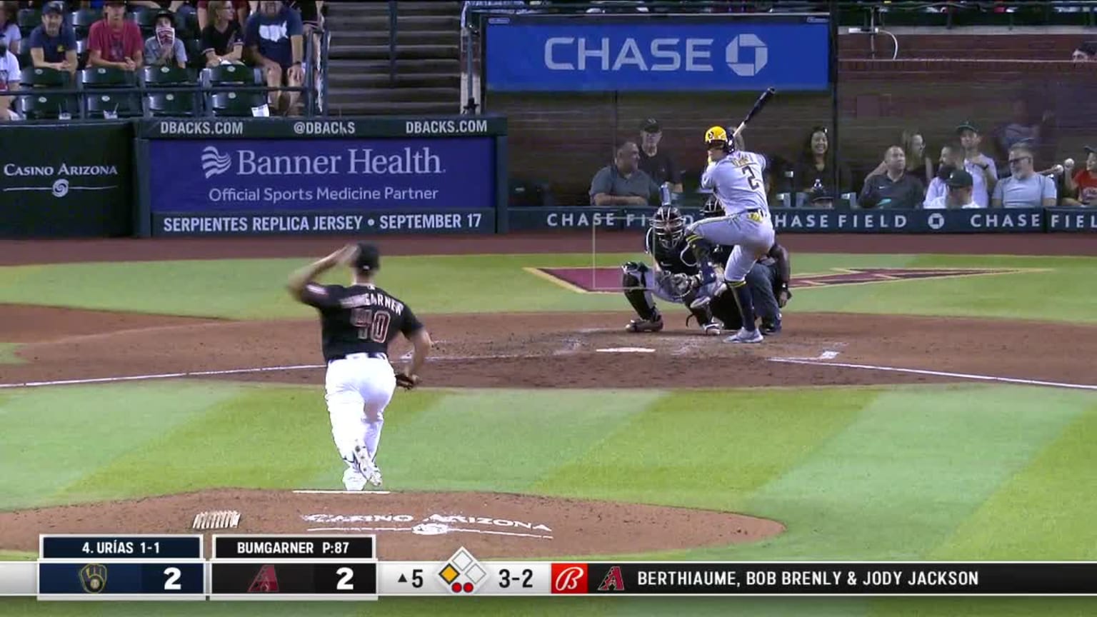 Luis Urias hit by pitch. | 09/03/2022 | MLB.com