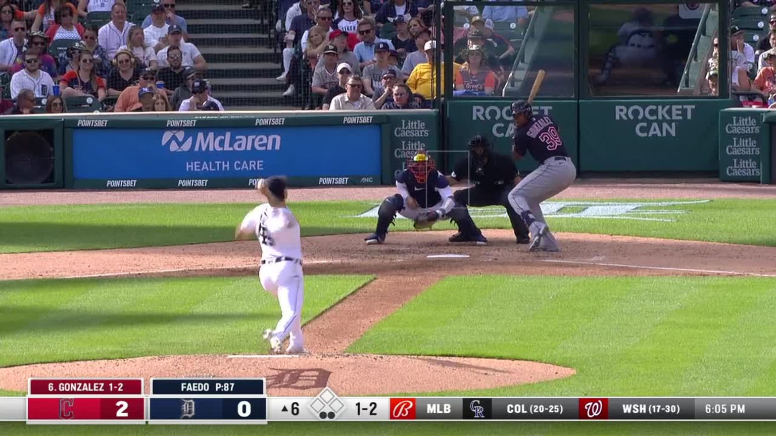 Alex Faedo Ball to Oscar Gonzalez | 05/28/2022 | Detroit Tigers
