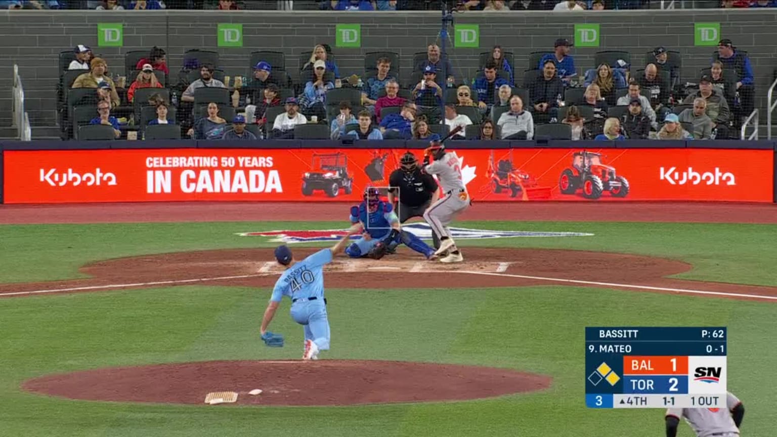 Jorge Mateo grounds into a double play, shortstop Bo Bichette to second ...