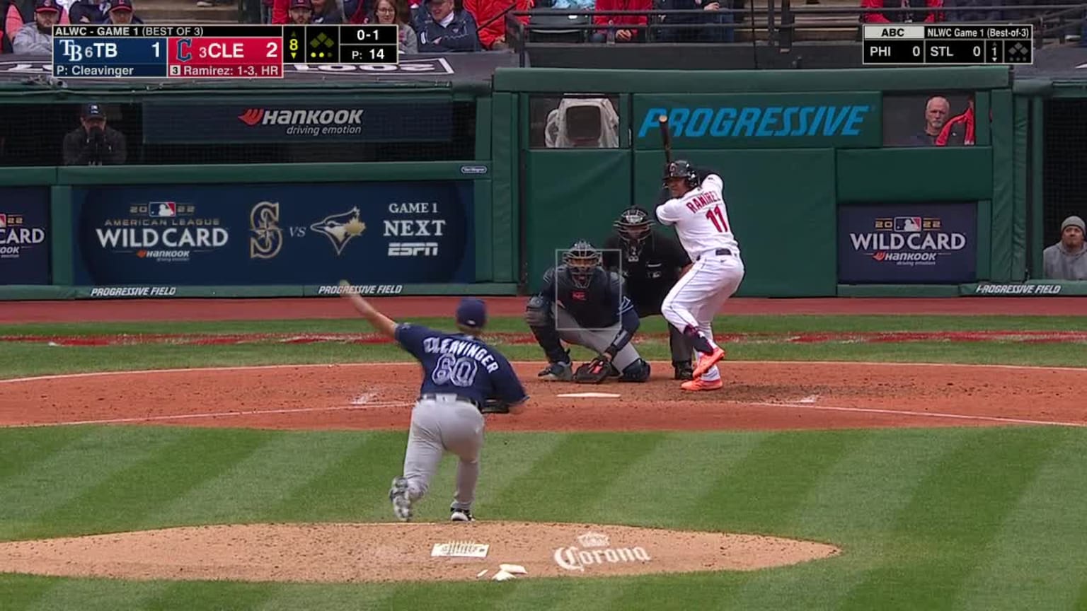 Jose Ramirez singles on a sharp ground ball to right fielder Manuel ...