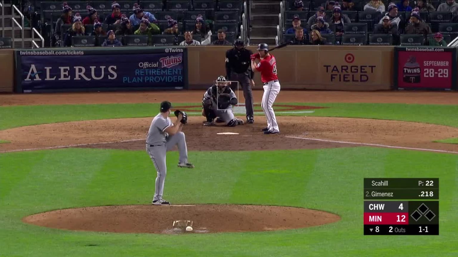 Rob Scahill Called Strike to Chris Gimenez | 09/28/2018 | Chicago White Sox