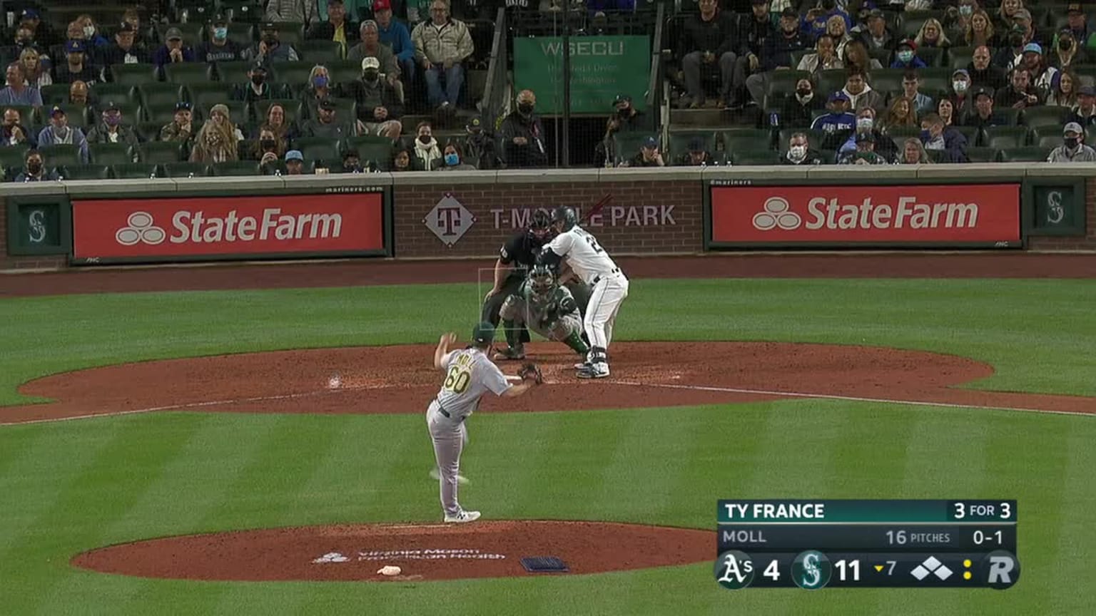 Sam Moll Ball to Ty France | 09/27/2021 | Cleveland Guardians