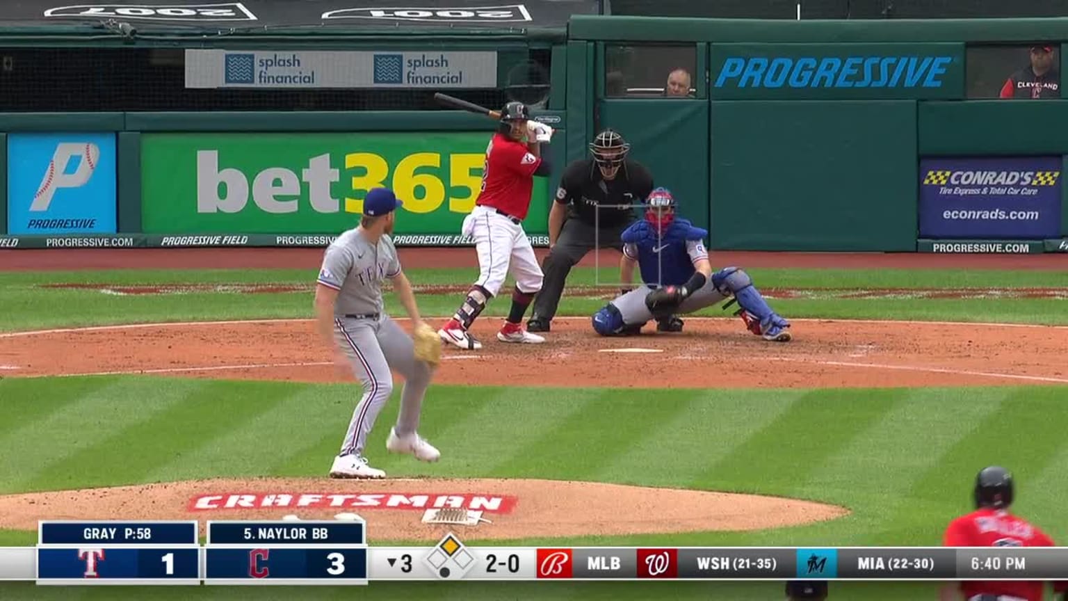 Josh Naylor doubles (7) on a line drive to right fielder Kole Calhoun ...
