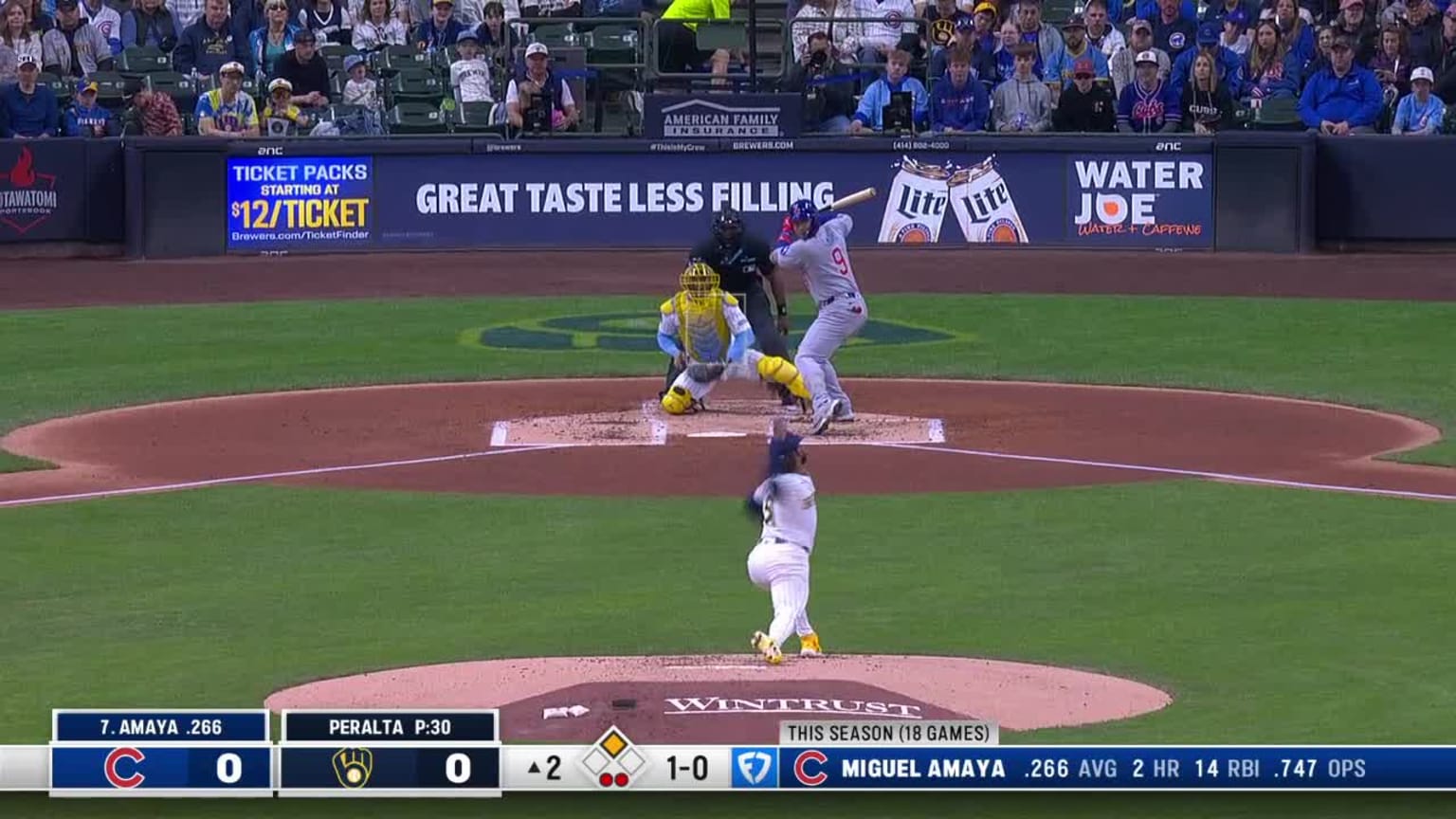Miguel Amaya flies out to left fielder Isaac Collins. | 05/04/2025 ...