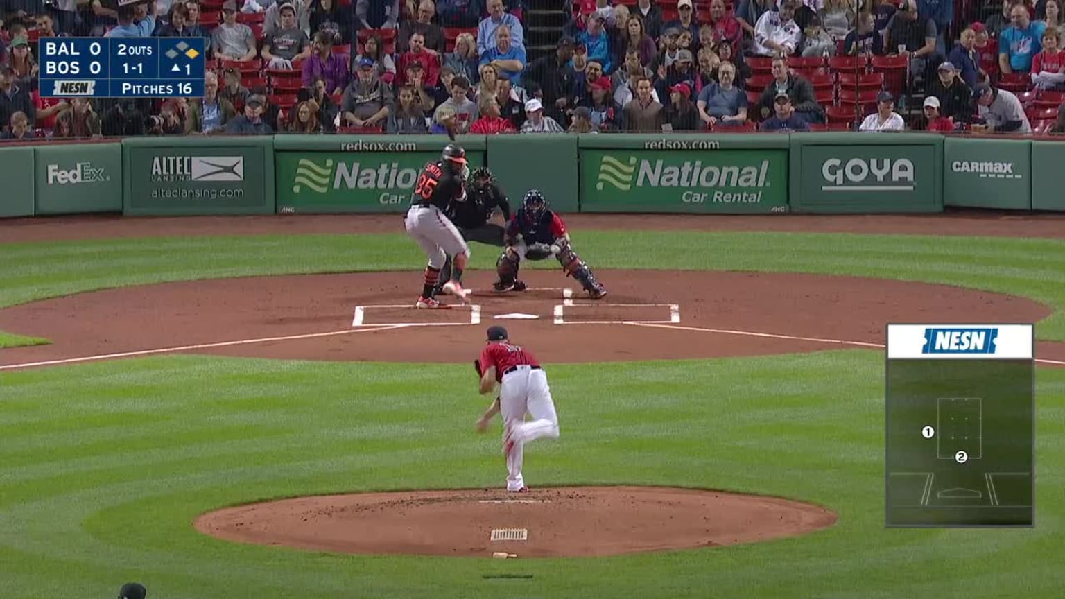 Dwight Smith Jr flies out to left fielder Sam Travis. | 09/27/2019 ...