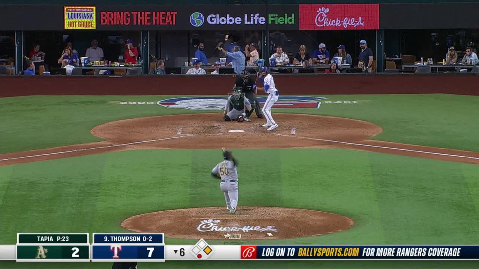 Bubba Thompson singles on a bunt ground ball to pitcher Domingo Tapia ...