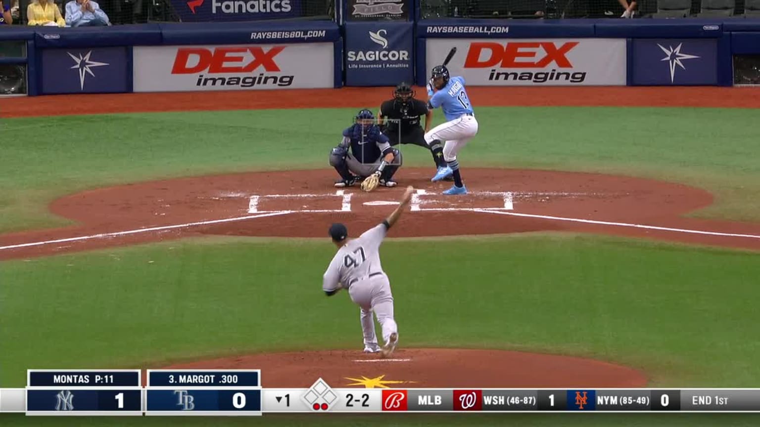 Manuel Margot reaches on a fielding error by shortstop Isiah Kiner ...