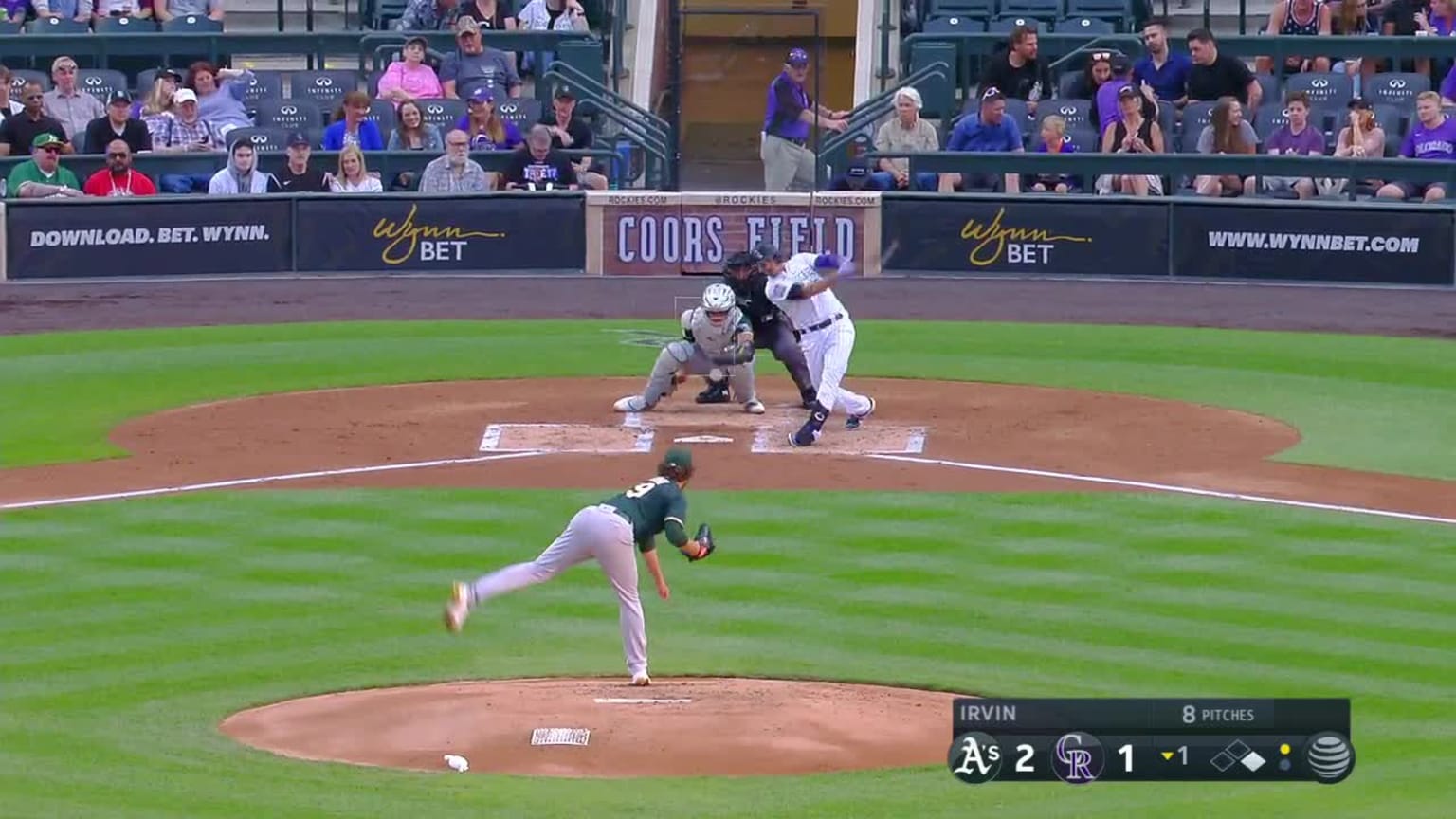 Joshua Fuentes flies out to left fielder Chad Pinder. Charlie Blackmon ...