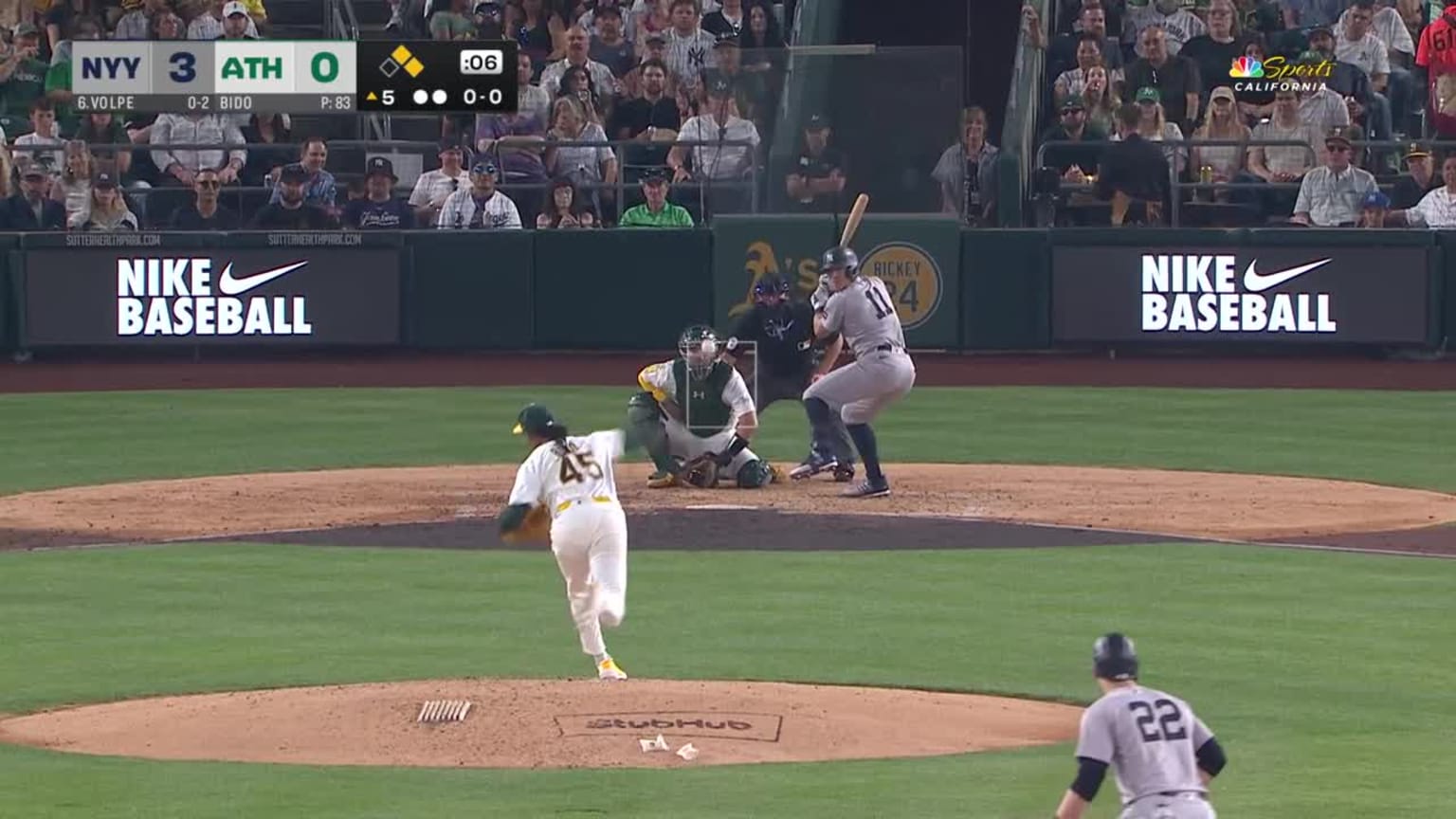 Anthony Volpe grounds out, shortstop Jacob Wilson to first baseman Nick ...