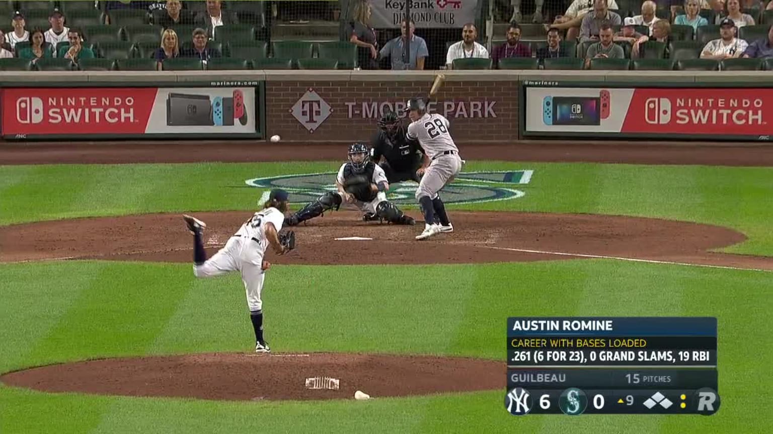 Taylor Guilbeau Ball to Austin Romine | 08/27/2019 | New York Yankees