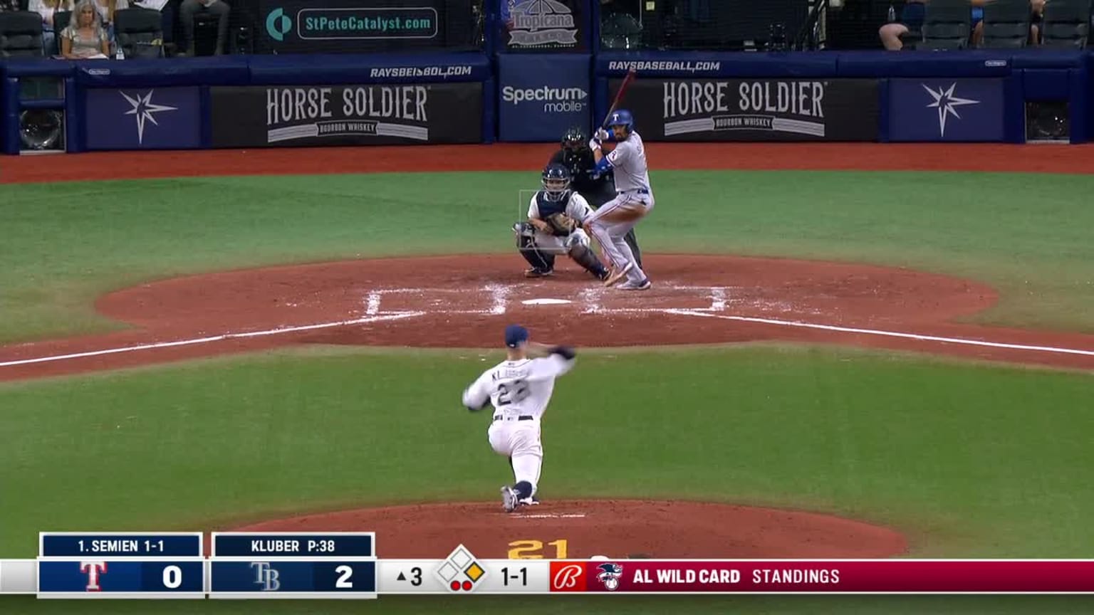 Marcus Semien singles on a line drive to left fielder Randy Arozarena ...