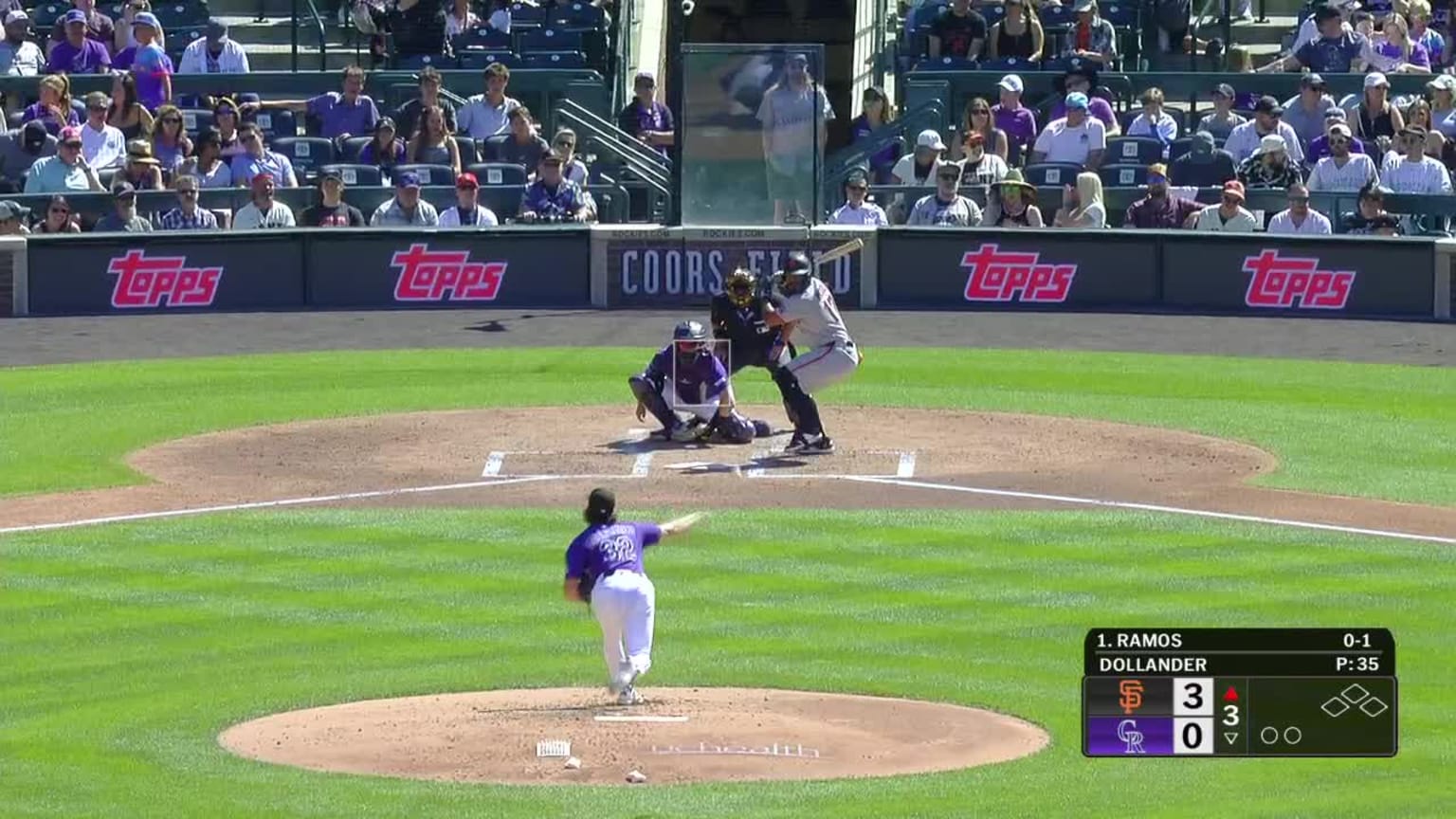 Heliot Ramos singles on a fly ball to center fielder Brenton Doyle. Heliot Ramos out at 2nd on ...