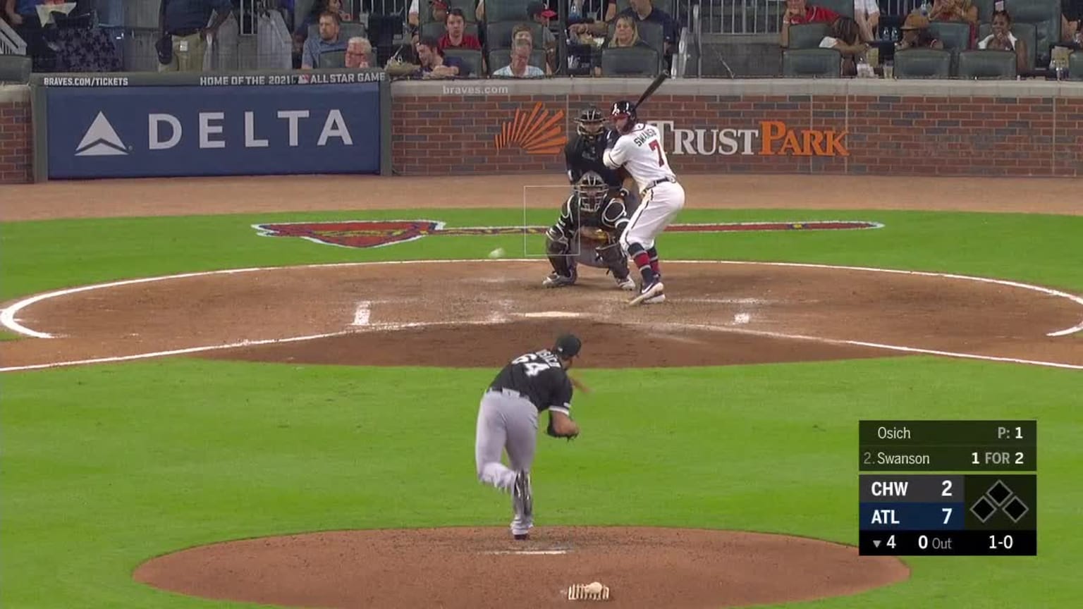 Josh Osich Ball to Dansby Swanson | 08/31/2019 | Chicago White Sox