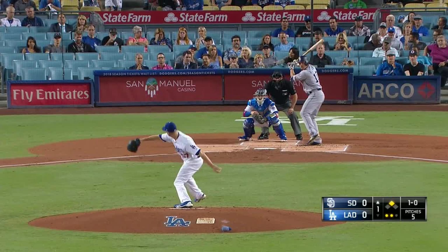 Hunter Renfroe grounds out softly, pitcher Alex Wood to first baseman ...