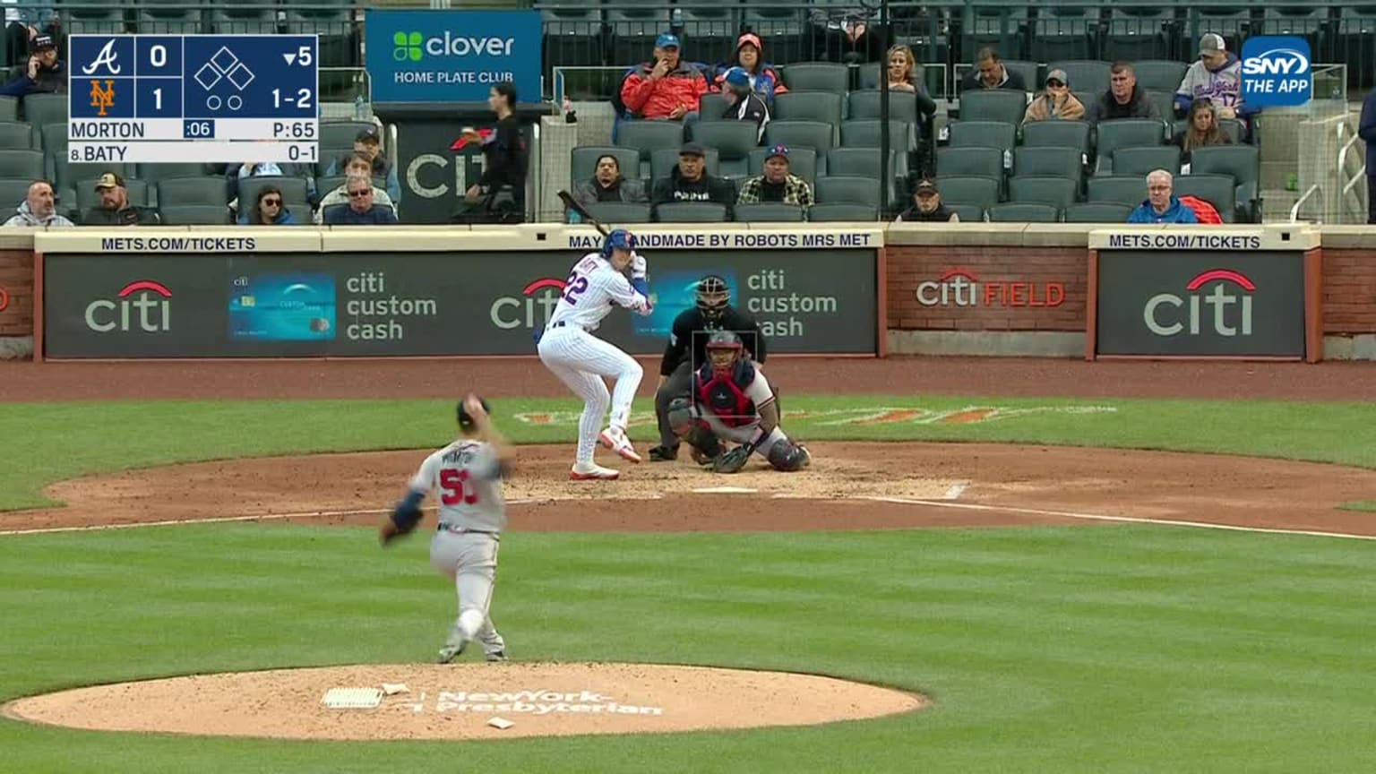 Brett Baty doubles (2) on a sharp line drive to right fielder Kevin ...
