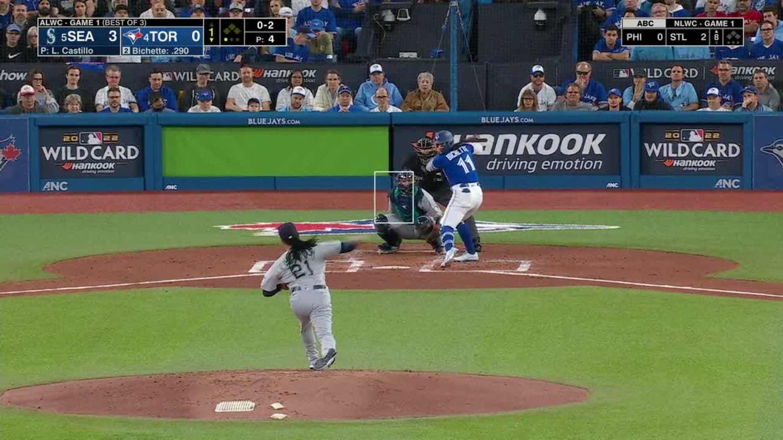 Bo Bichette grounds out, second baseman Adam Frazier to first baseman ...