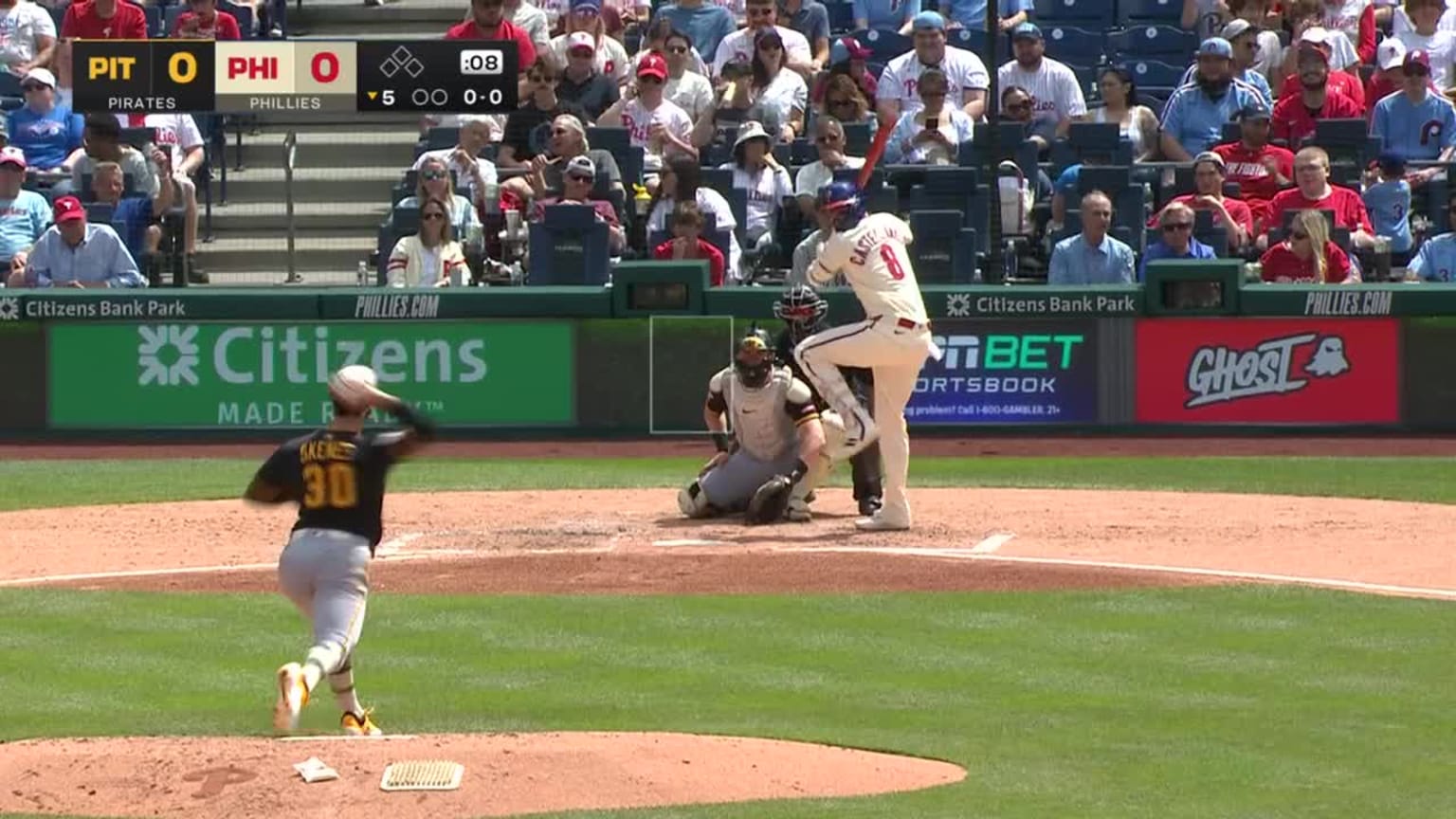 Nick Castellanos singles on a ground ball to third baseman Ke'Bryan ...