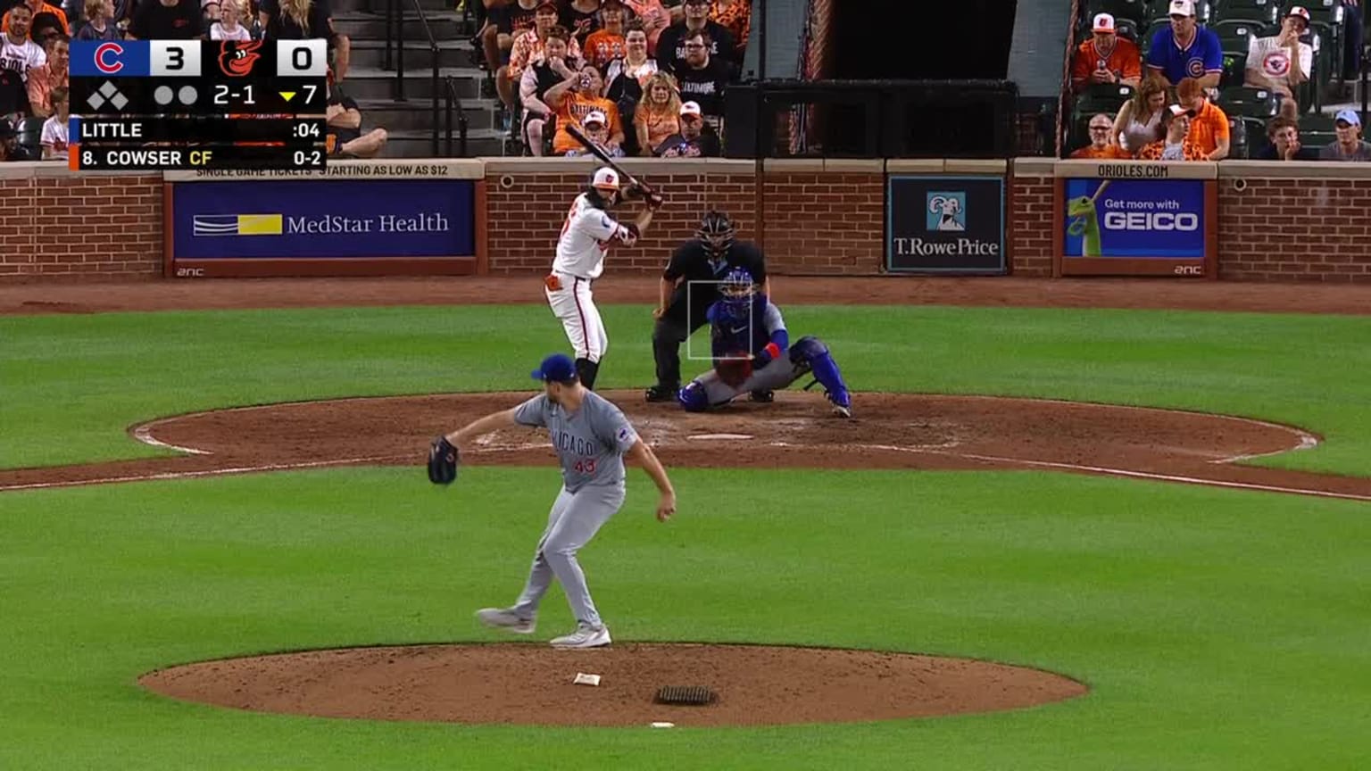 Colton Cowser grounds out, pitcher Luke Little to first baseman Michael ...