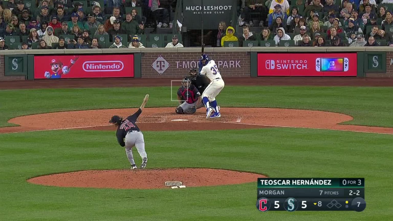 Teoscar Hernandez doubles (1) on a sharp line drive to left fielder ...