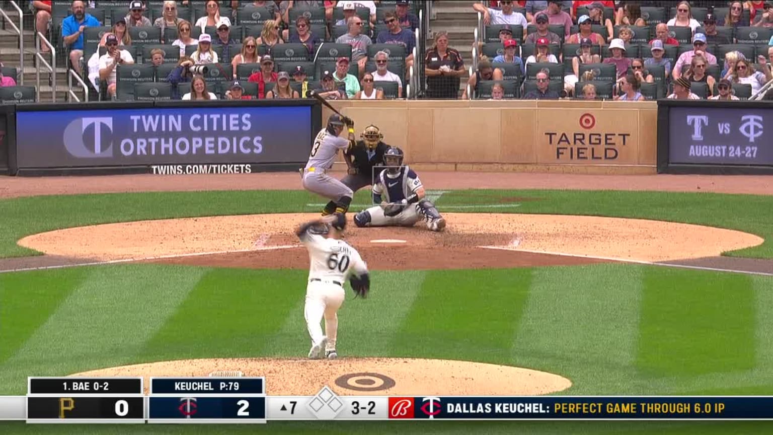 Ji Hwan Bae grounds out, third baseman Royce Lewis to first baseman Donovan Solano. | 08/20/2023 ...