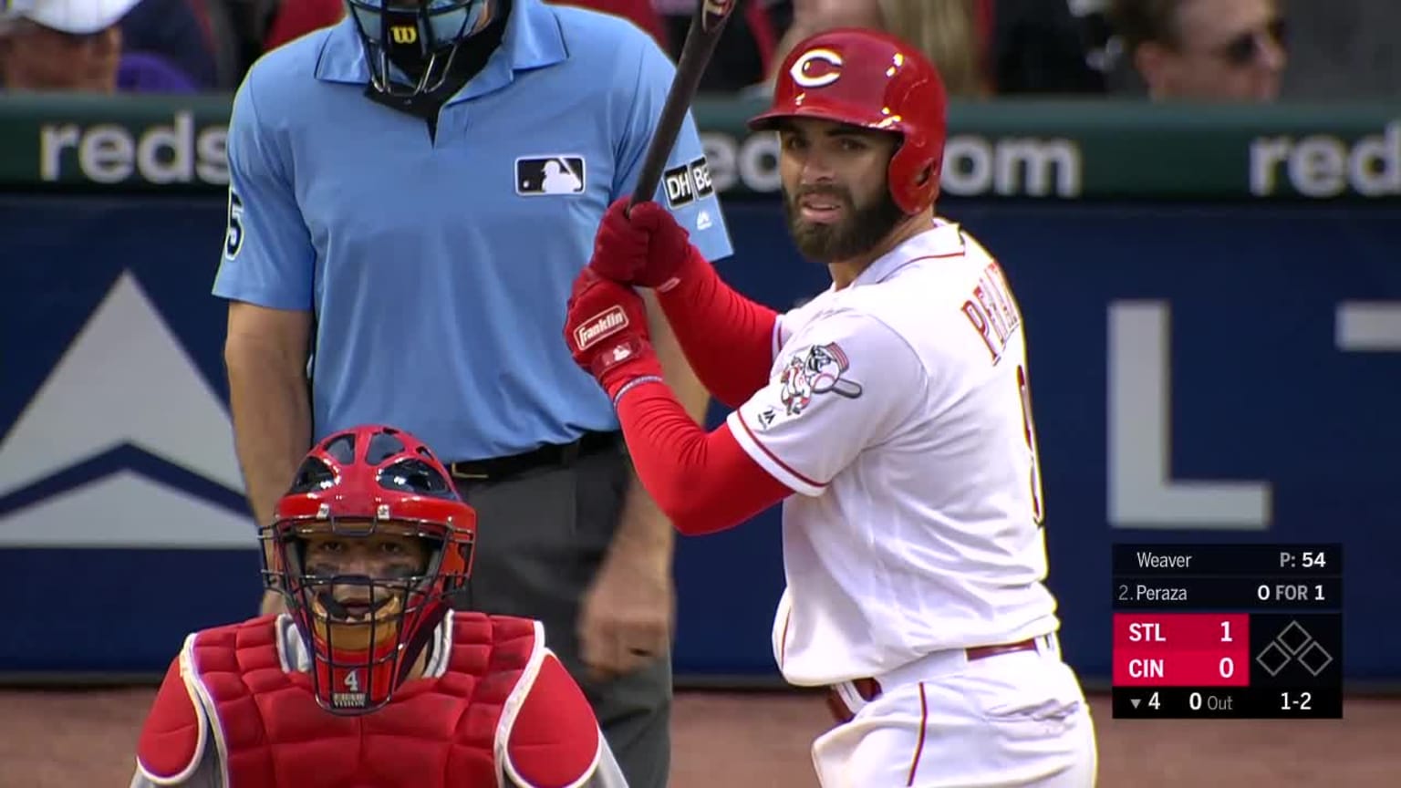 Jose Peraza strikes out swinging. | 04/13/2018 | Milwaukee Brewers