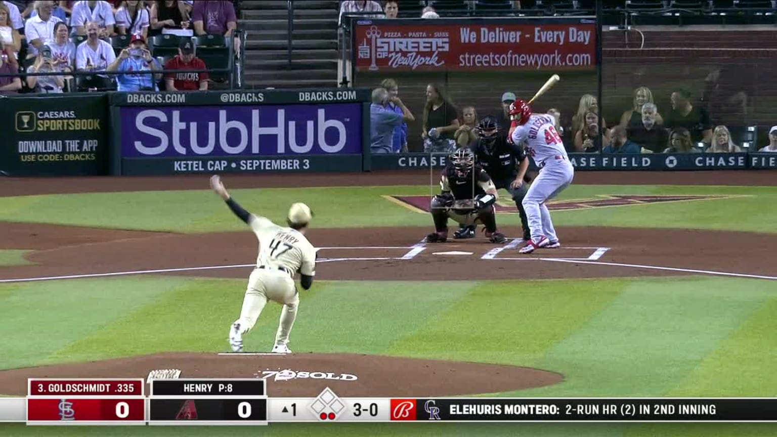 Tommy Henry Called Strike to Paul Goldschmidt | 08/19/2022 | Cleveland ...