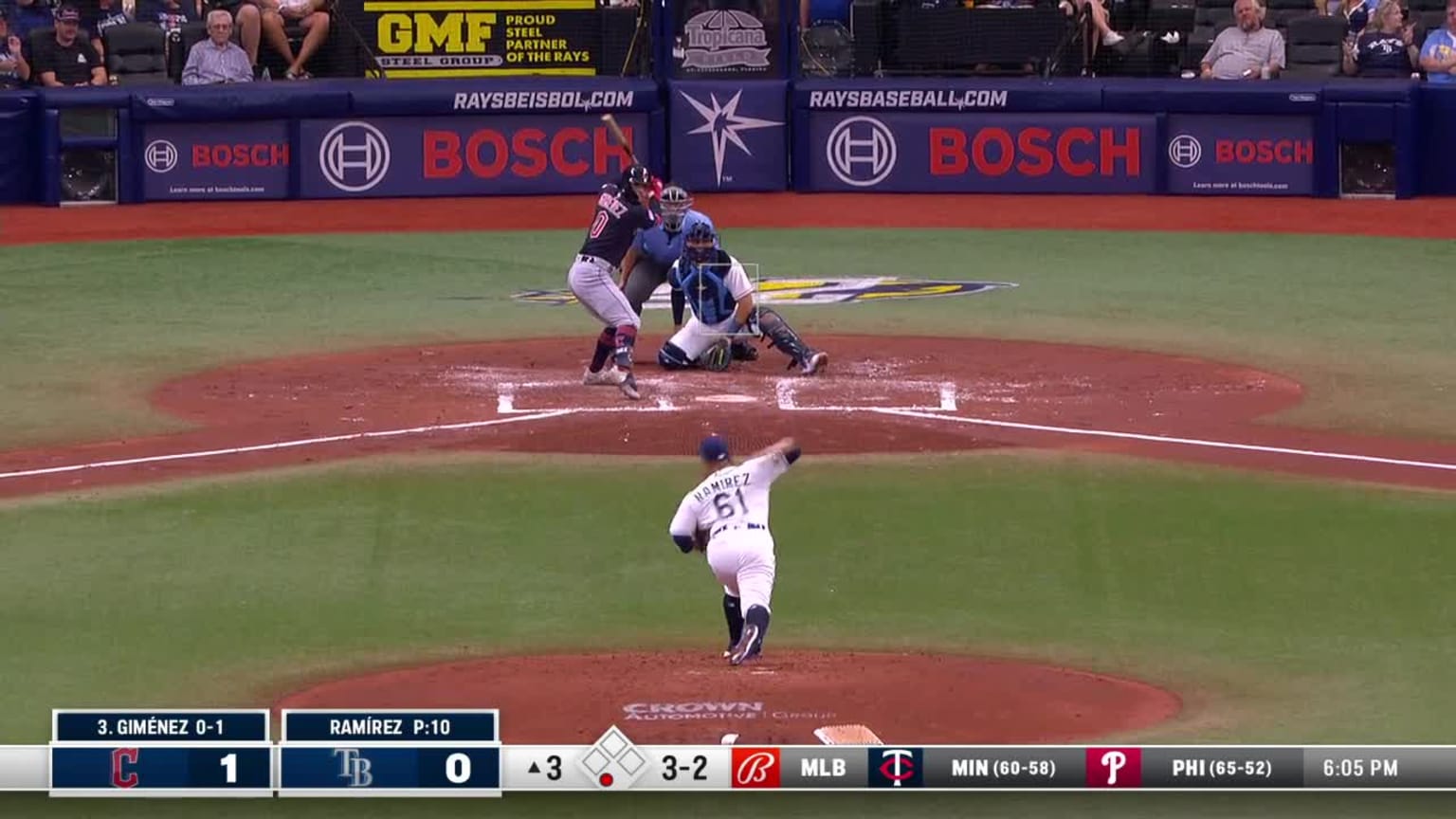 Andres Gimenez hits a ground-rule double (21) on a line drive down the right-field line. | 08/12 ...